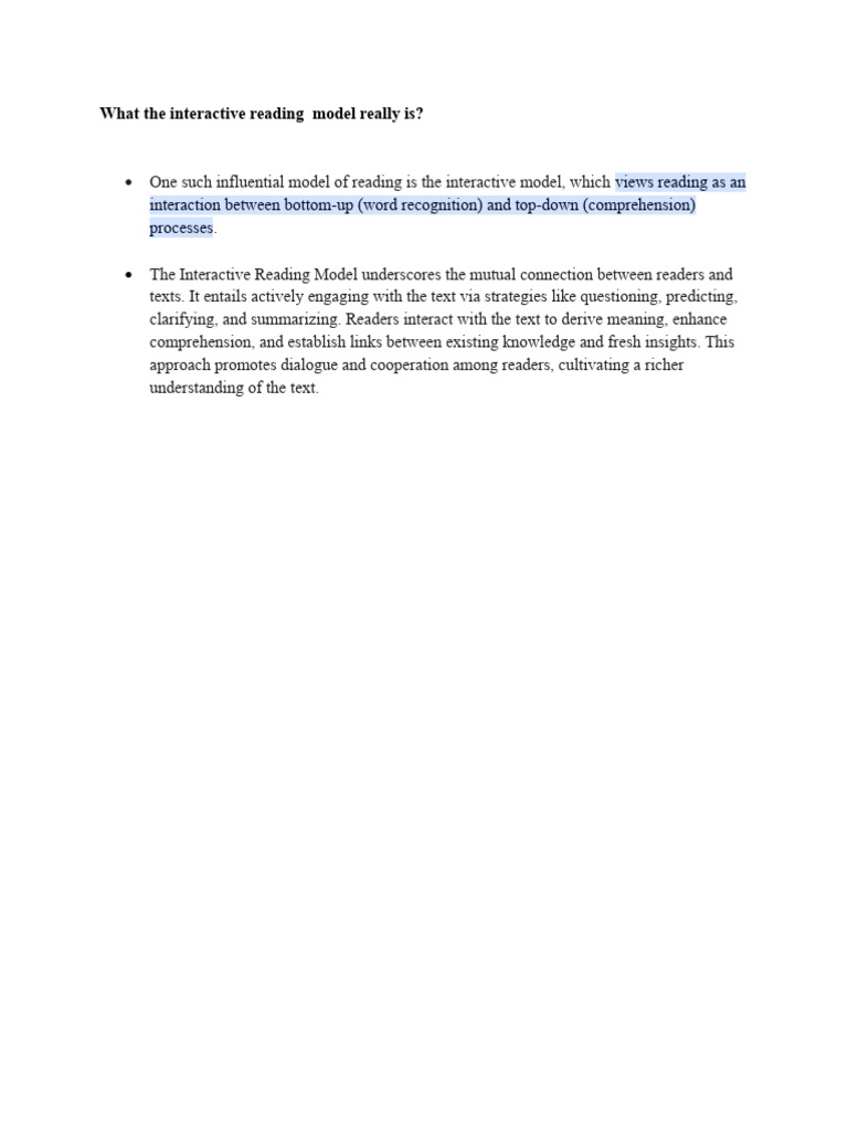 The Interactive Reading Model | PDF | Career & Growth | Self-Improvement