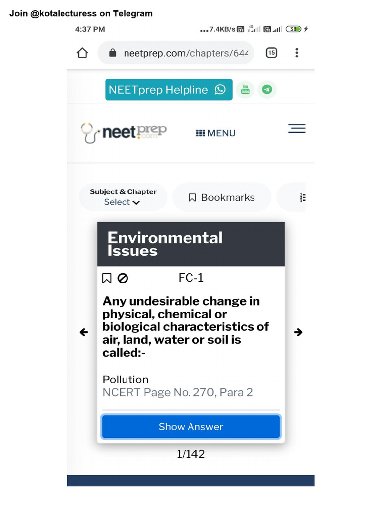 Environmental Issues ARS Flash Card | PDF