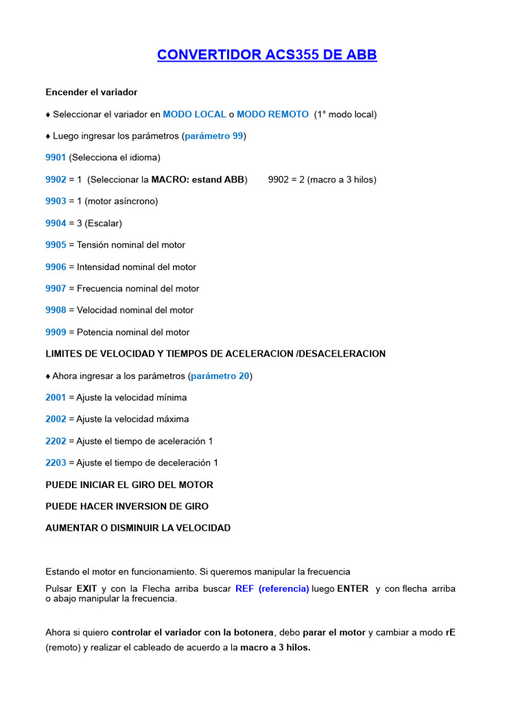 Convertidor Acs355 de Abb - Configurar | PDF