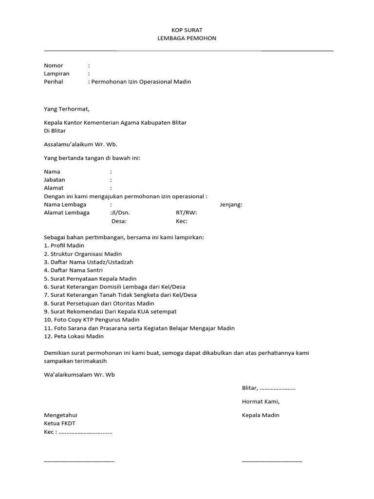 Contoh Proposal Permohonan IJOP MADIN | PDF