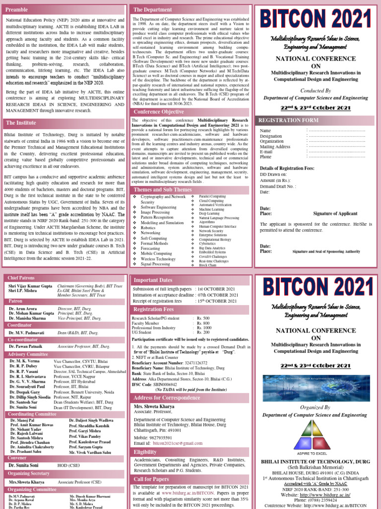 Brochure_CSE_BITCON2021 | Download Free PDF | Computing | Computer Science