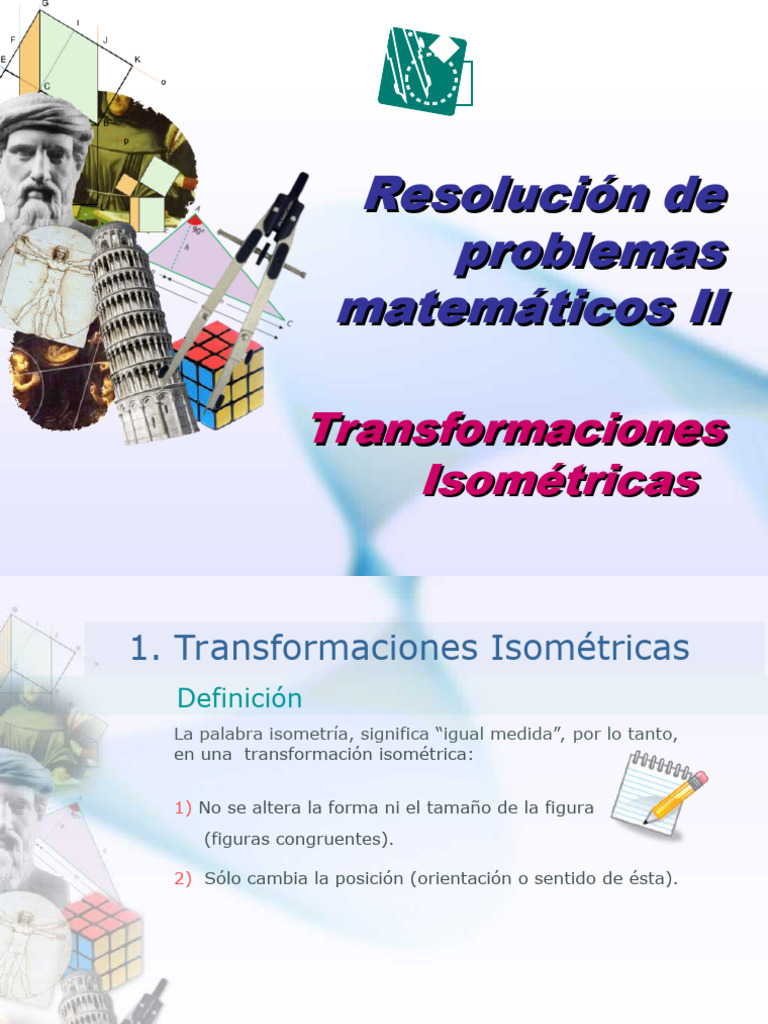 Transformaciones Isométricas en Matemáticas | PDF | Simetría | Espacio