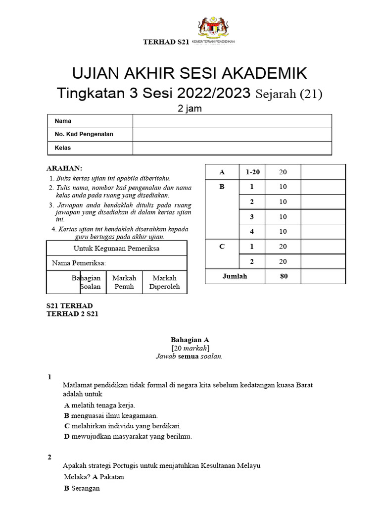 LMC 3 Sejarah Ting 3 | PDF