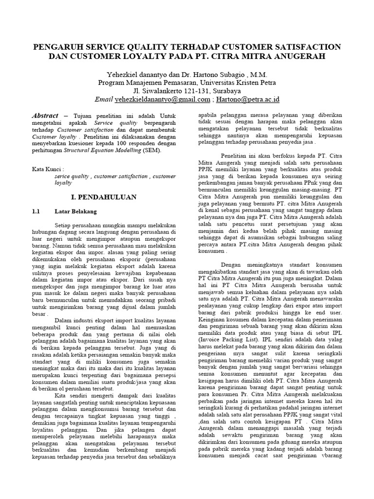 Jurnal 2.pengaruh Service Quality Terhadap Customer Satisfaction Dan Customer Loyalty Pada PT ...