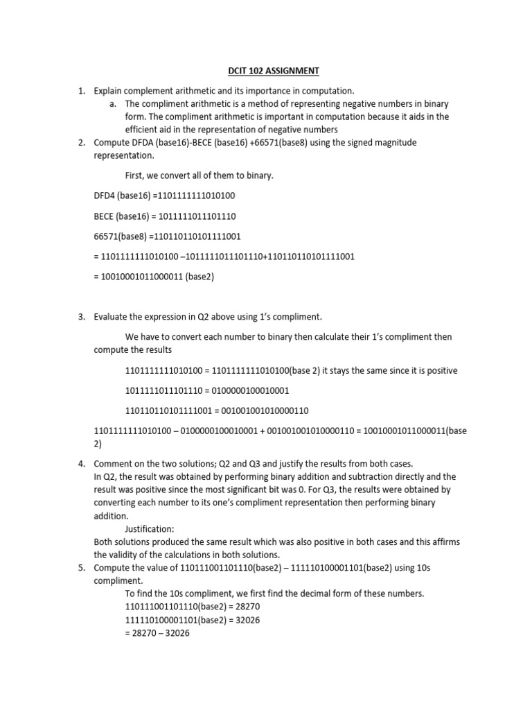 Dcit 102 Assignment | PDF | Binary Coded Decimal | Ebcdic