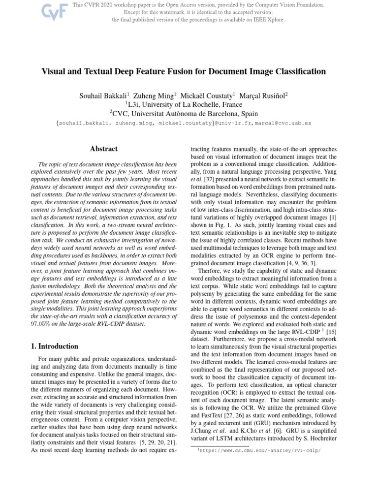 Bakkali Visual and Textual Deep Feature Fusion For Document Image Classification CVPRW 2020 ...