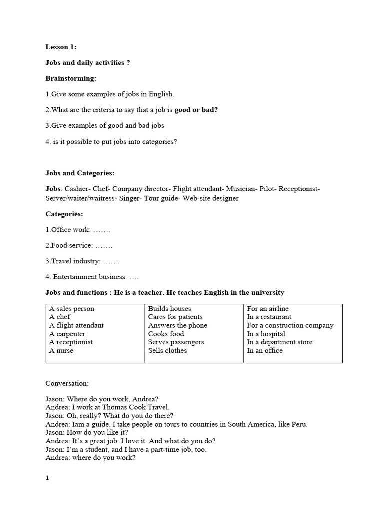 Lesson 1 | PDF | Workweek And Weekend