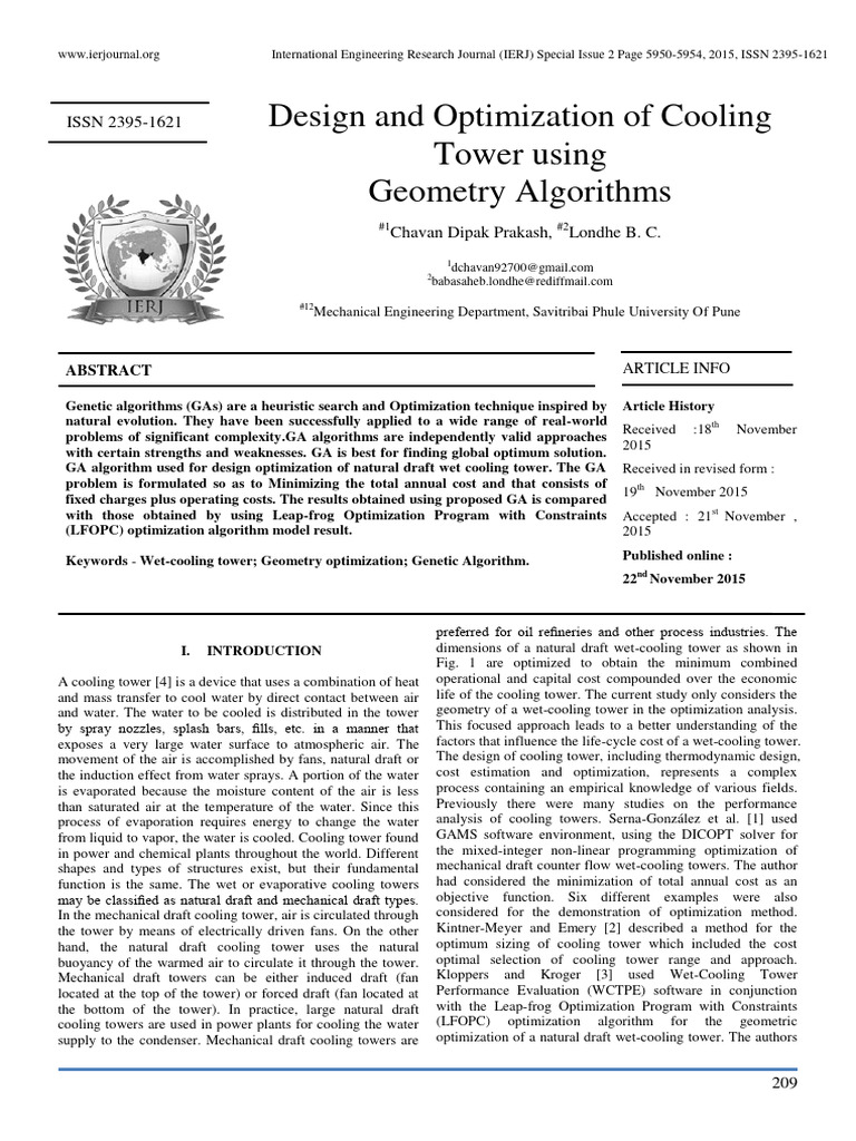 Design and Optimization of Cooling Tower Using Geometry Algorithms ...