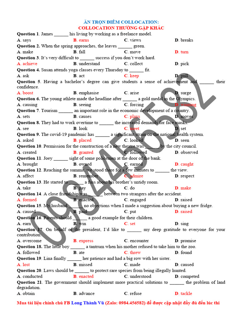 4. KEY COLLOCATION THƯỜNG GẶP KHÁC | PDF