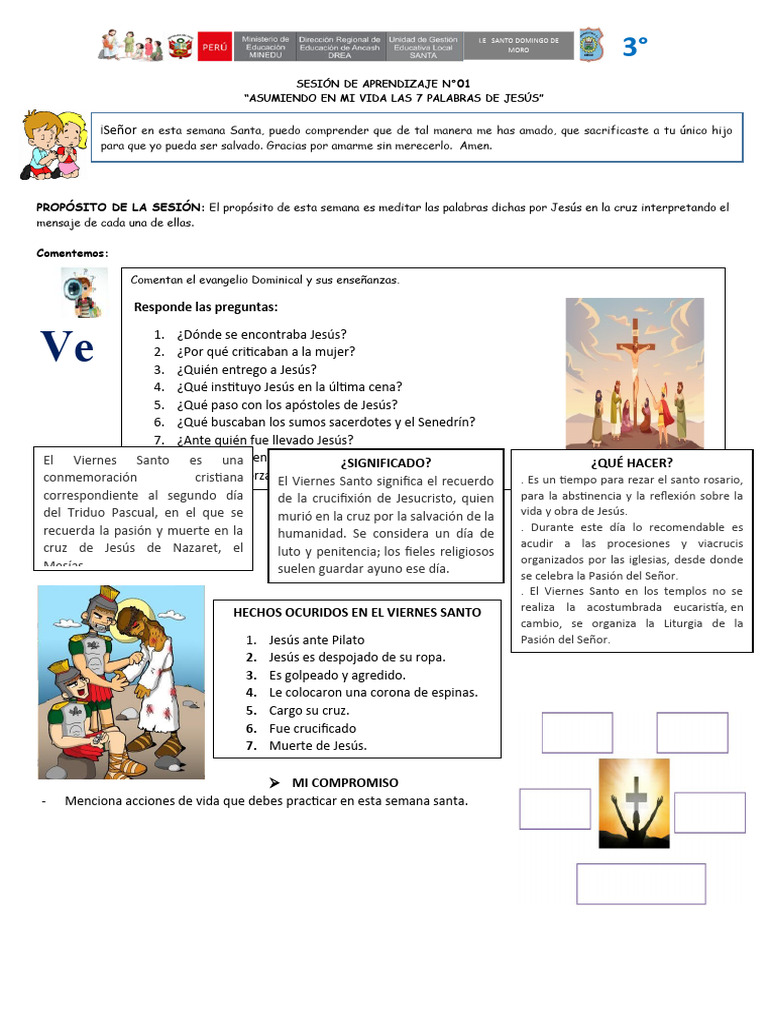 Actividad 1 - Las Siete Palabras de Jesús en La Cruz | PDF | Jesús ...