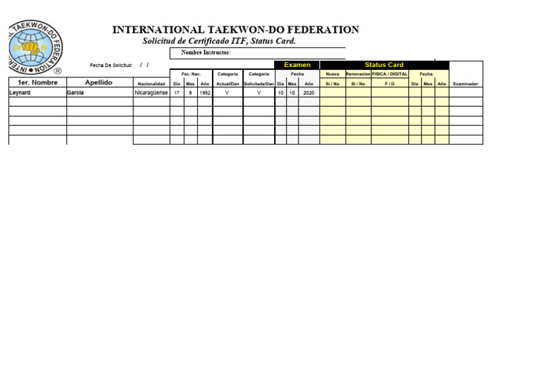 Leynard Solicitud de Cert Itf, Status Card | PDF