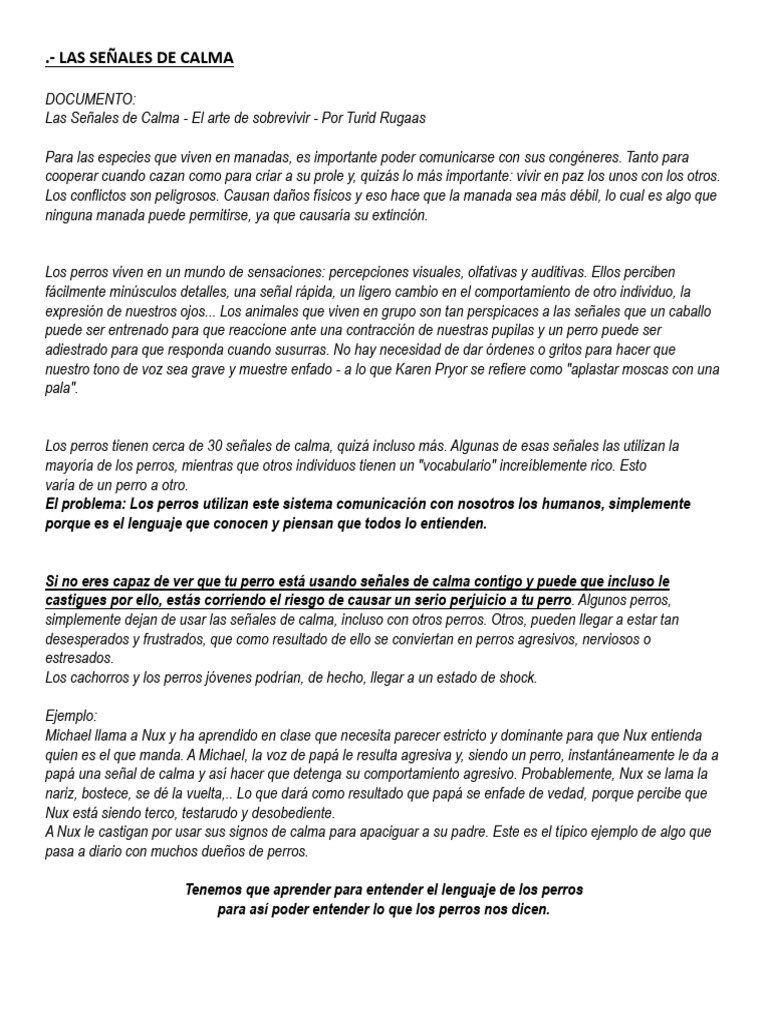 LAS SEÑALES DE CALMA | PDF | Zoología