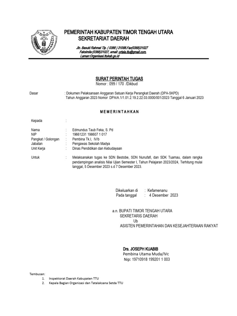 Surat Tugas Dan SPPD Desember 2023 | PDF