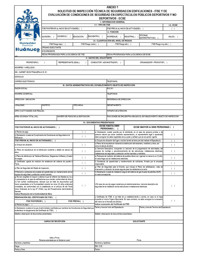 Anexos Itse | PDF | edificio | Documento de identidad
