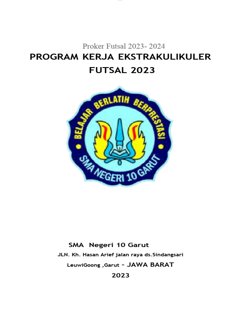 Program Kerja Futsal SMA 10 Garut 2023 | PDF