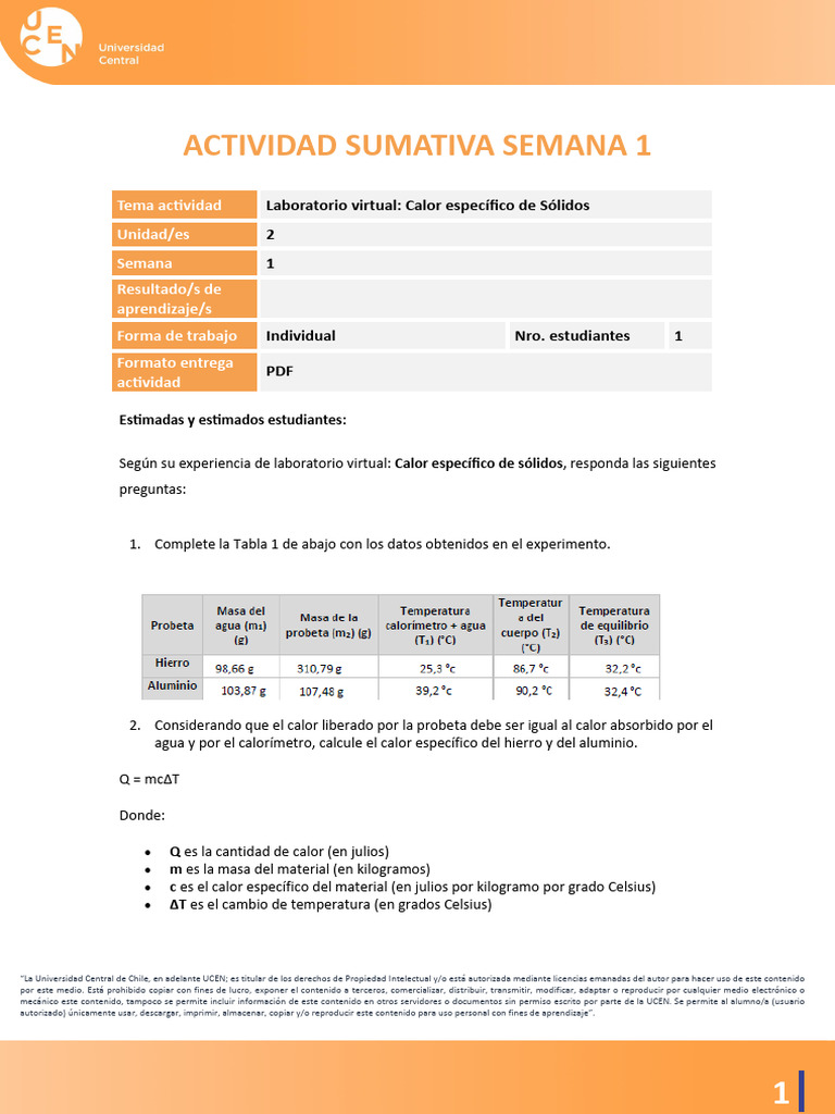 Actividad Sumativa Semana ECC | PDF | Calor | Celsius