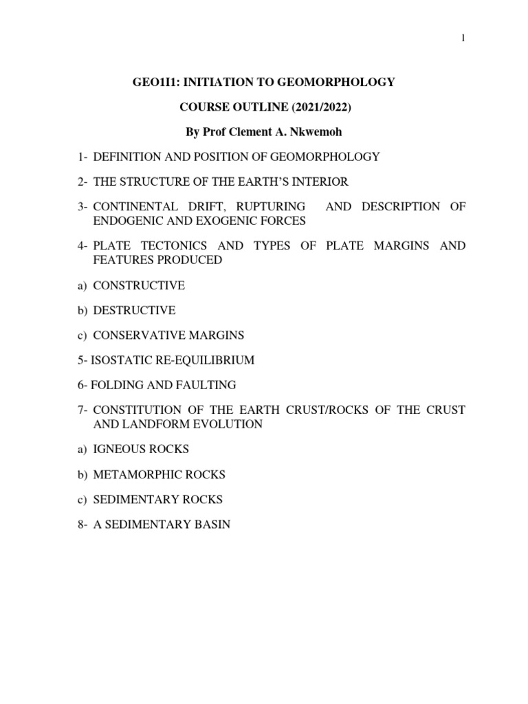GEO1I1 2021-22 Part 1 | PDF | Geomorphology | Erosion