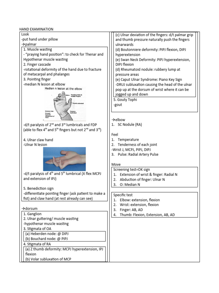 O- HAND EXAMINATION | Download Free PDF | Hand | Anatomical Terms Of Motion