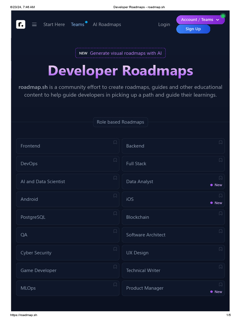 Developer Roadmaps: Roadmap - SH Is A Community Effort To Create Roadmaps, Guides and Other ...