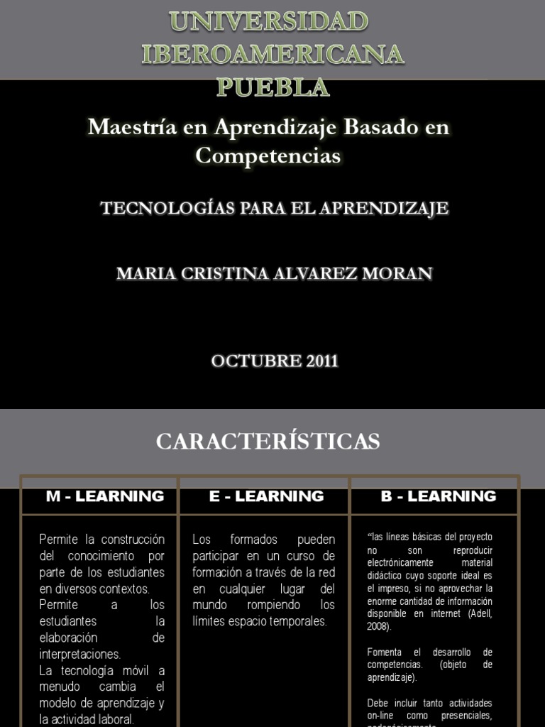 Cuadro Comparativo e - Learning, B - Learning, M - Learning | PDF | Aprendizaje | Internet
