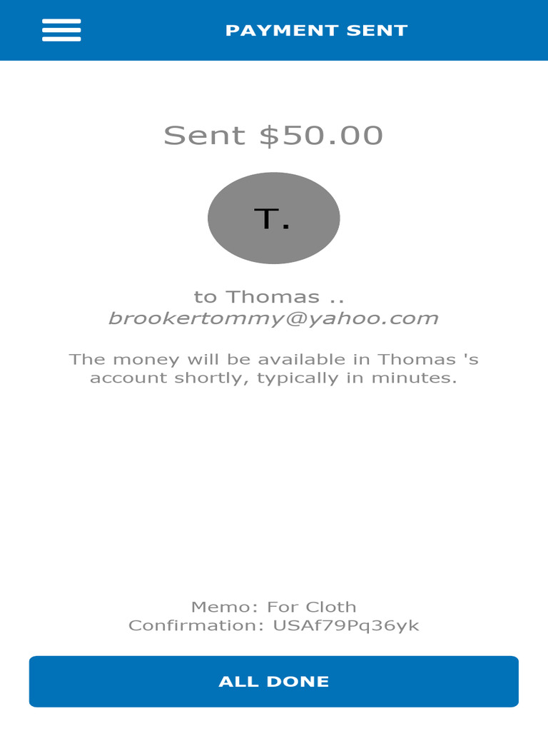 Zelle Payment Confirmation Example | PDF