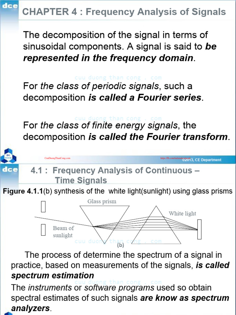 Chuong 4 Frequency Analysis of Signals | PDF | Spectral Density | Fourier Transform