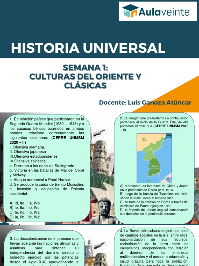 Semana 1 Culturas Del Oriente y Clásicas | PDF | Corea | Segunda Guerra Mundial