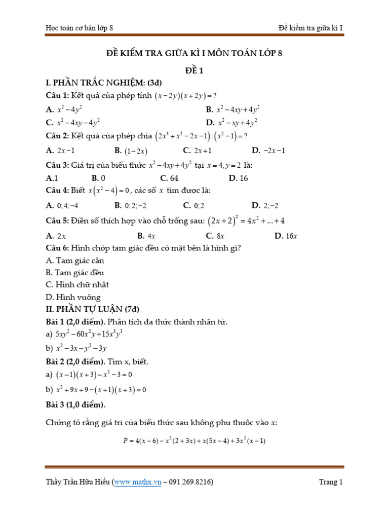 Đề kiểm tra giữa kì 8 - CTST | PDF