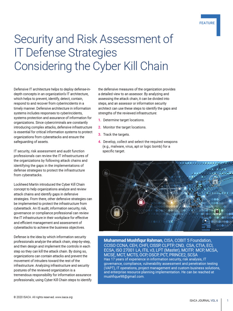 Musfiq Sir 01 Security and Risk Assessment of IT Defense Strategies Considering The Cyber Kill ...