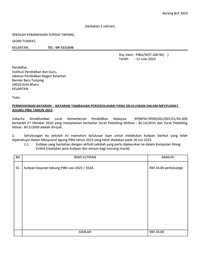 Borang BLP 2023 | PDF