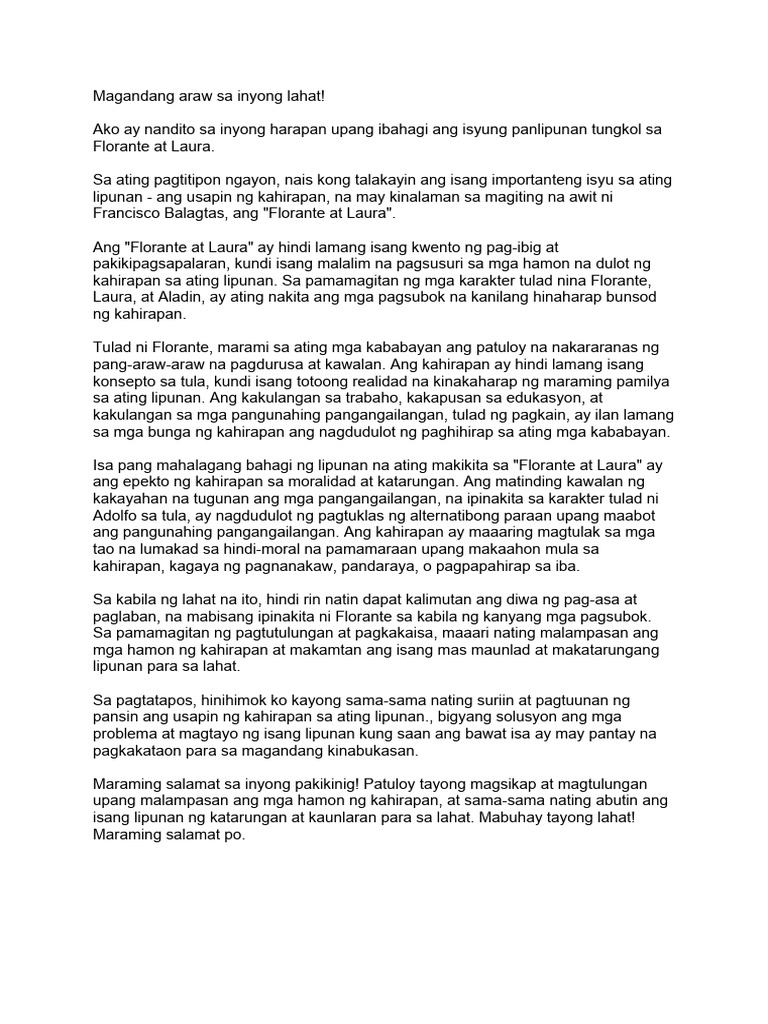 Filipino 8 Talumpati Report Script | PDF