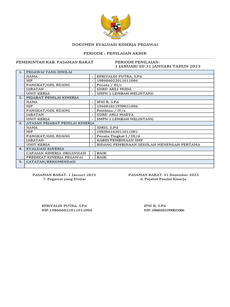 Dokumen Evaluasi SKP DESI 2023 | PDF | Karier & Perkembangan | Bisnis