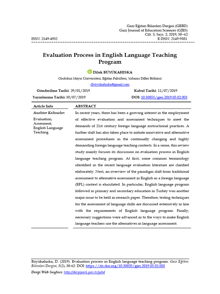 Evaluation Process in English Teaching Program[ | PDF | Educational ...