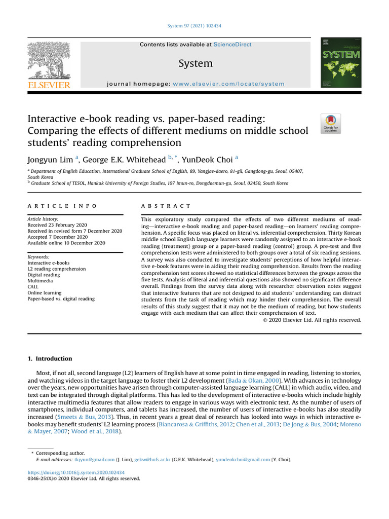 E Reading VS Paper Based Reading | PDF | Reading Comprehension | Semantics