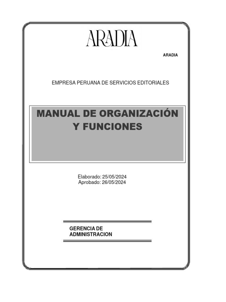 Manual de Organización y Funciones | PDF | Business