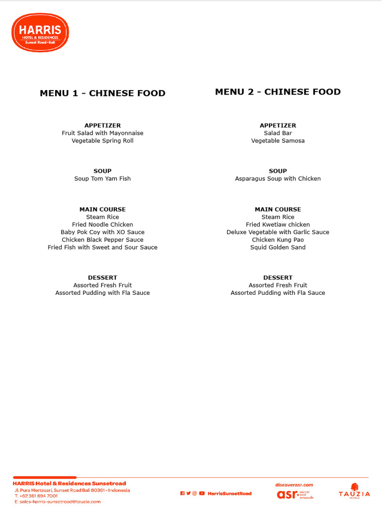 Buffet Menu B Pdf Indonesian Cuisine Foods