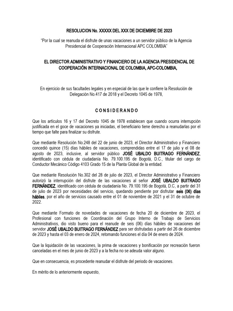 Reanudacion Vacaciones Jose Ubaldo | PDF | Gobierno