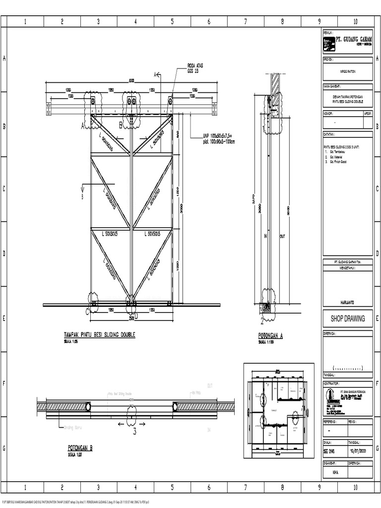 Detail Pintu Geser Besi untuk Gudang | PDF