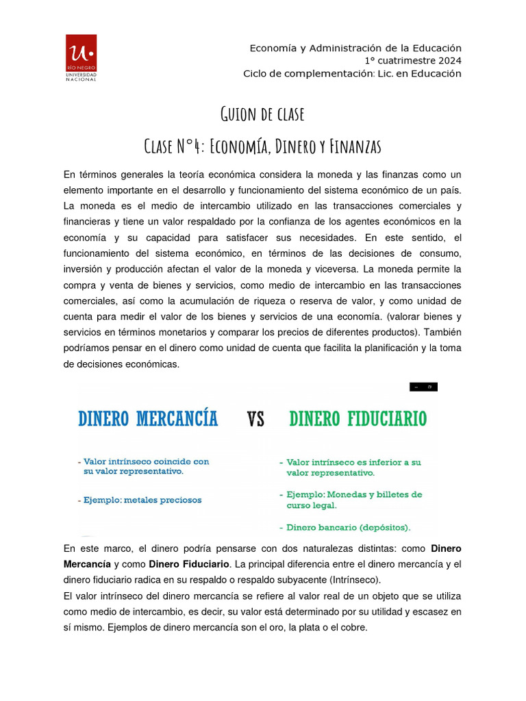 Economía y Finanzas en Educación | PDF | Bancos | Dinero