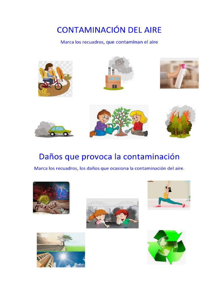 Hojas de Trabajo Contaminacion Del Aire | PDF