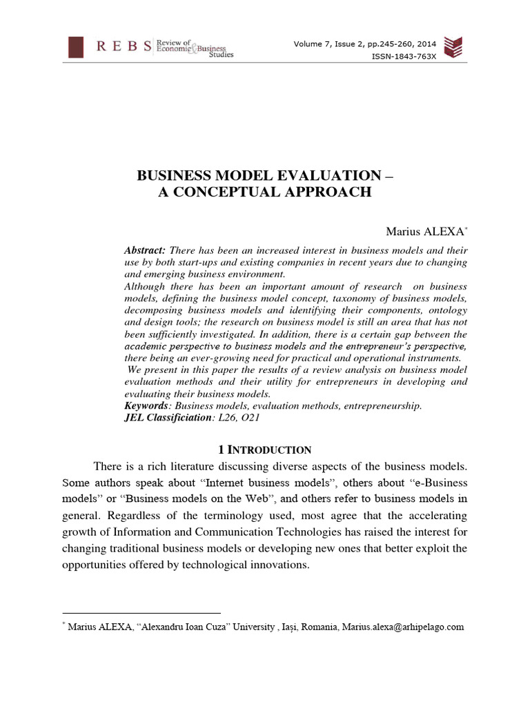 Business Model Evaluation | PDF | Business Model | Evaluation