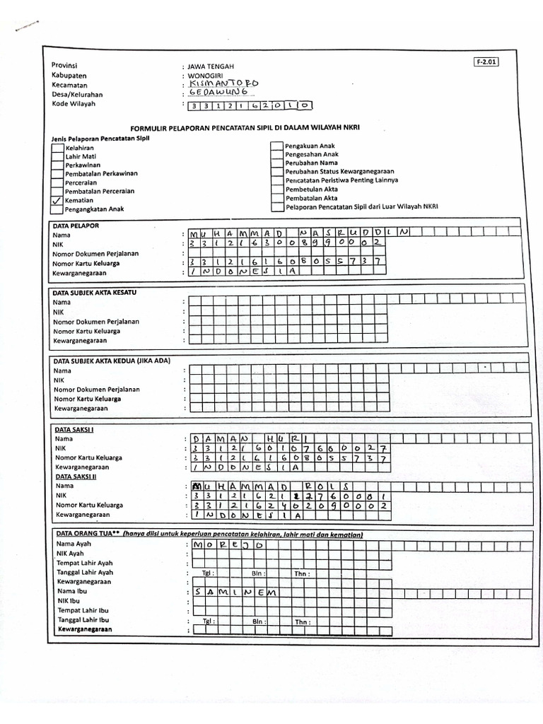 Surat Keterangan F2.01 | PDF