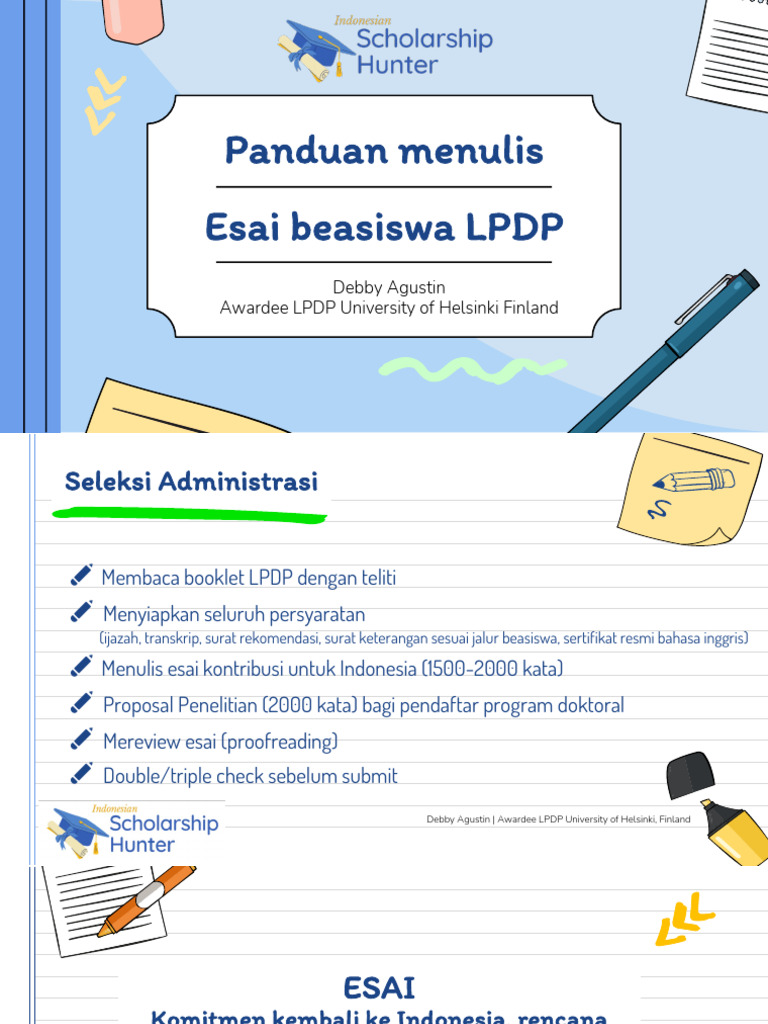 FREE Panduan Menulis Esai LPDP by Debby Agustin | PDF | Karier ...