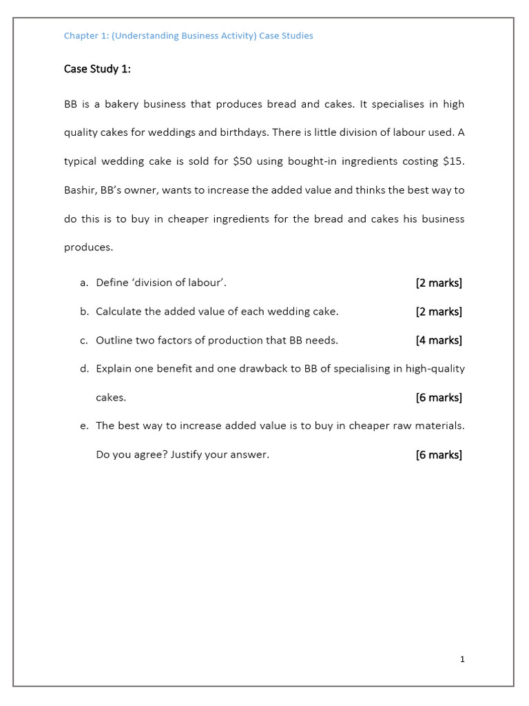Chapter 1 (Understanding Businss Activity) | PDF | Bakery | Breads