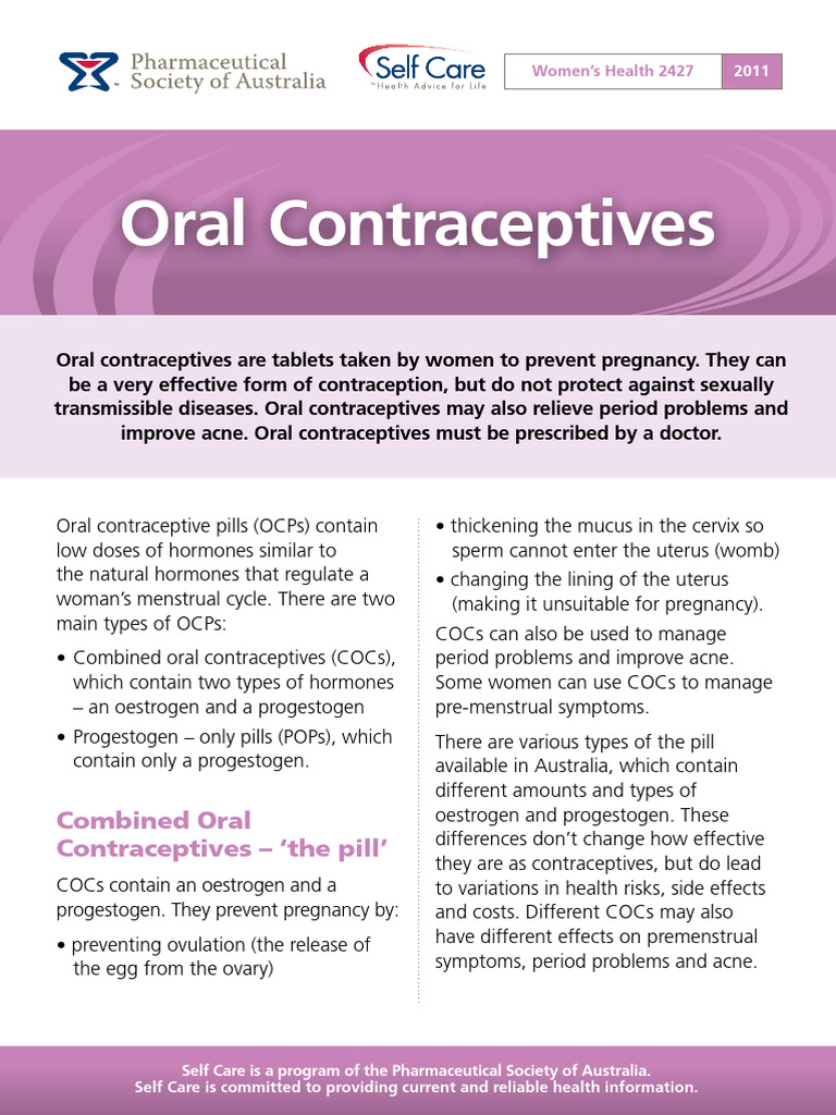 OralContraceptives Web | PDF | Combined Oral Contraceptive Pill ...