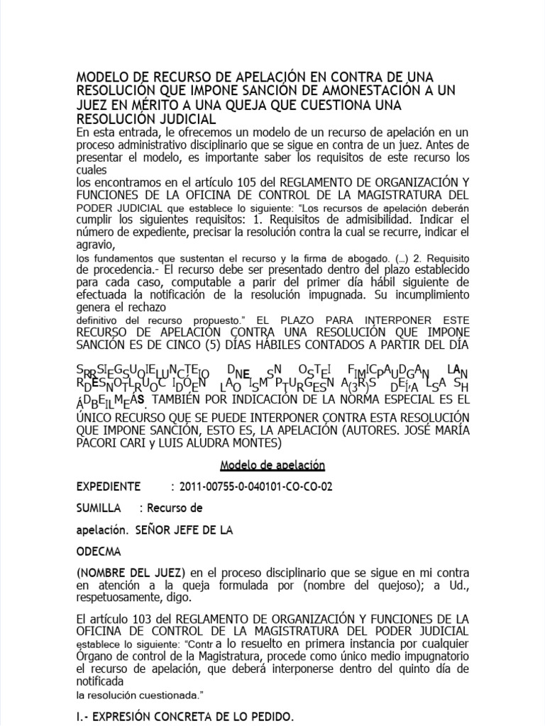 PDF Modelo de Recurso de Apelacion en Contra de Una Resolucion Que ... PDF Modelo de Recurso de Apelacion en Contra de Una Resolucion Que ...