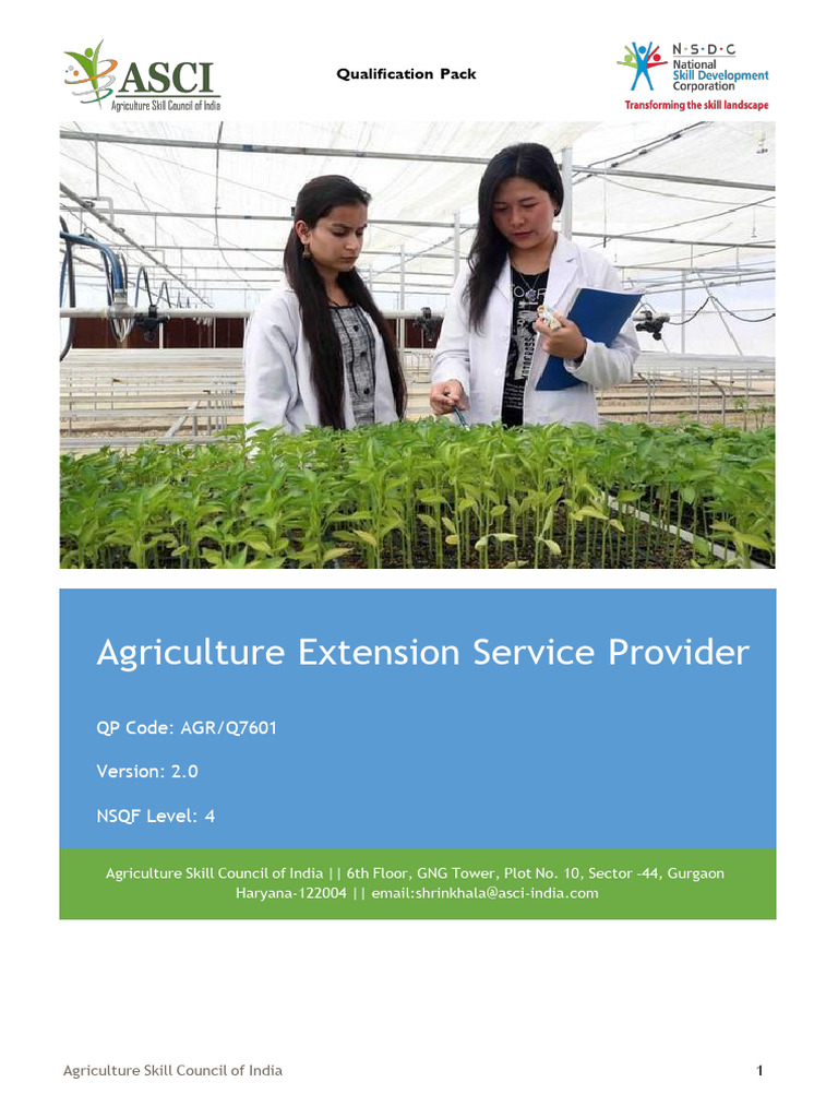 AGR Q7601 Agriculture Extension Service Provider v2.0 | PDF ...