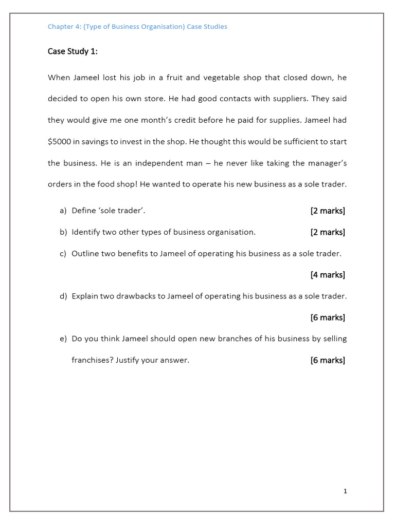 Chapter 4 (Types of Business Organisation) | PDF | Sole Proprietorship ...