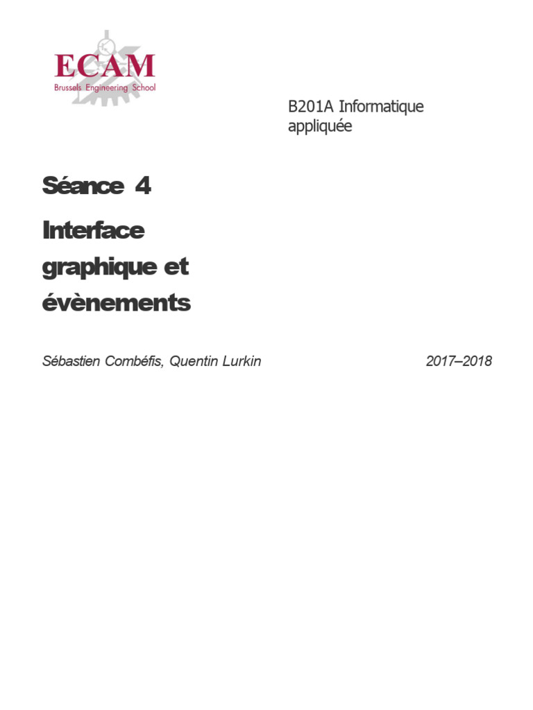 ECAM Python2BA Cours4 Slides | PDF | Interface graphique | Interface (Informatique)
