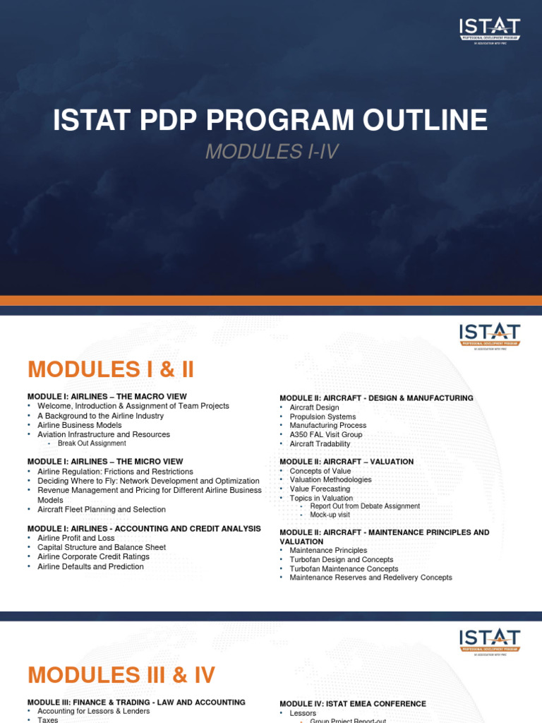 Istat PDP Program Outline | PDF | Valuation (Finance) | Airlines